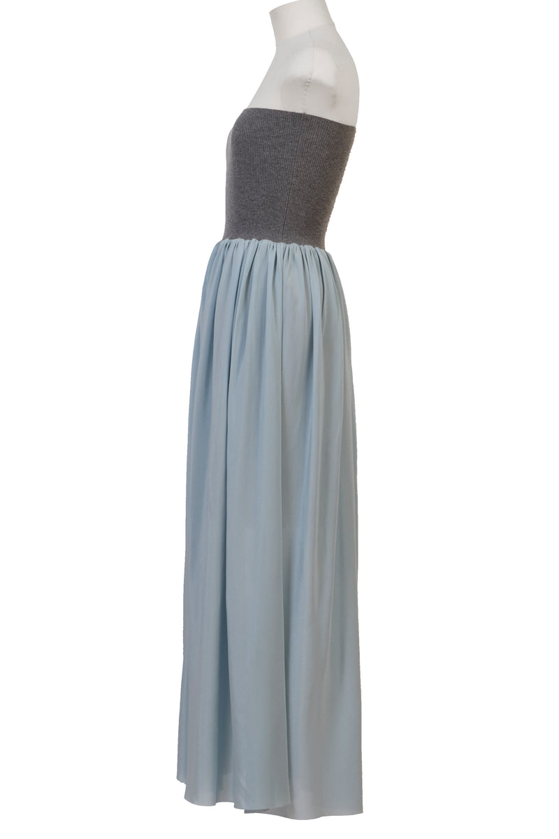 Wool Cashmere Bear Top Dress with Silk Gathers | Stone – MYLAN ONLINE SHOP