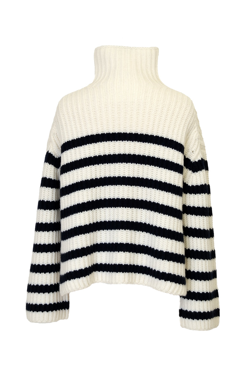 Cashmere High Neck Border Knit Top | Stone / Pearl – MYLAN ONLINE SHOP